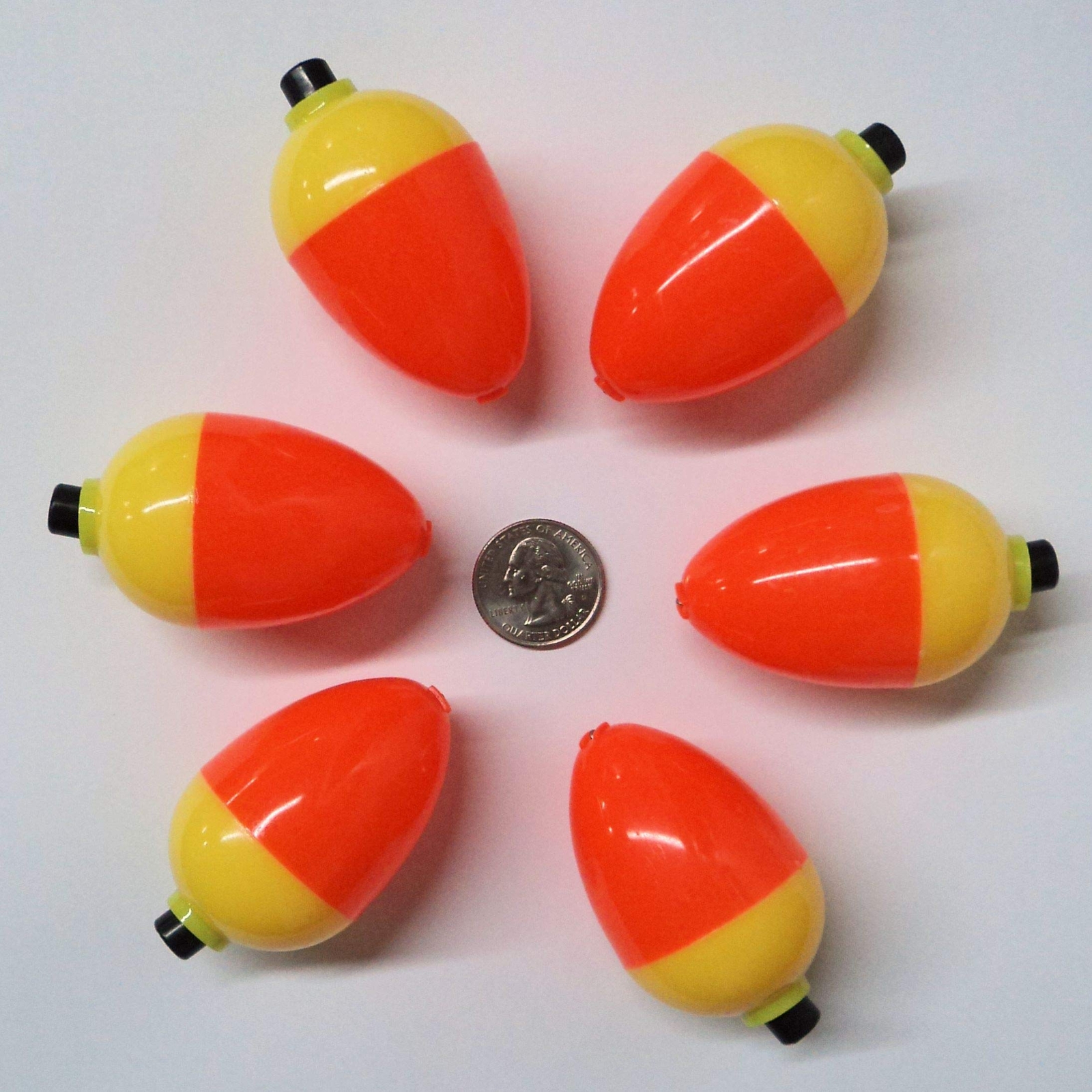 Plastilite Pear Shape Ice Fishing Bobbers Orange/Yellow 6 Pack, Bright ...