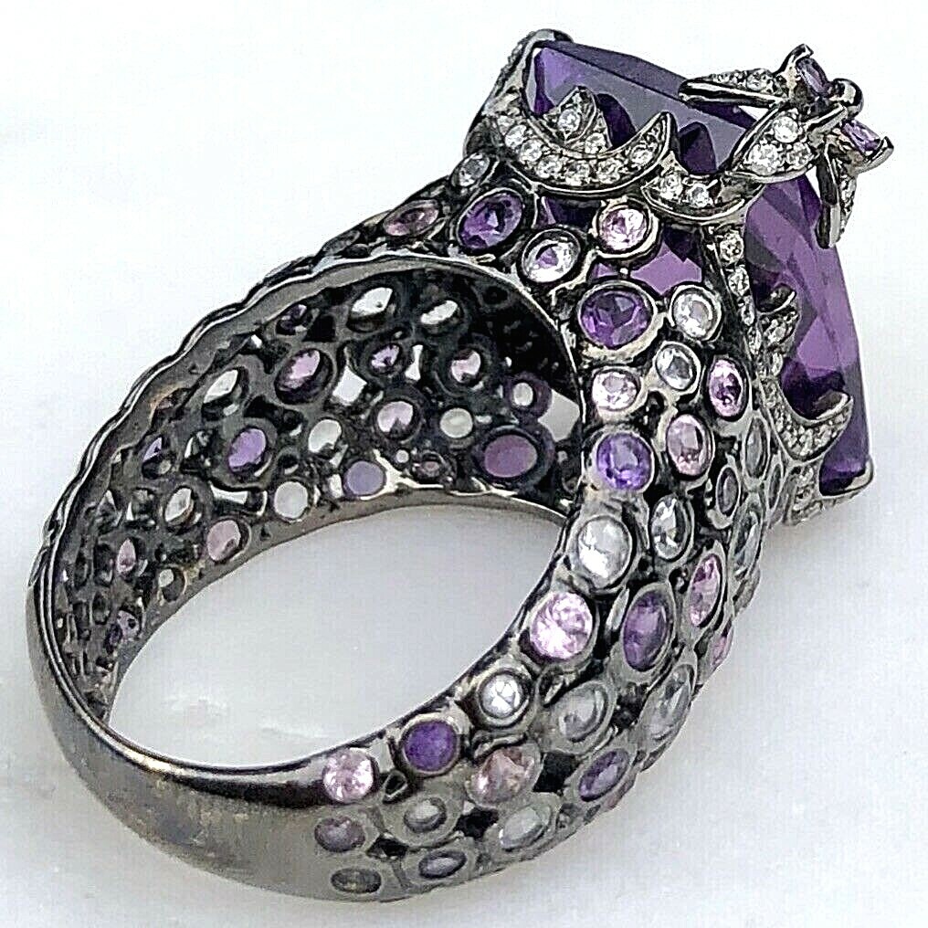 Vintage Diamond Pink Sapphire Ring Estate Fine Jewelry Pre-Owned 18K ...