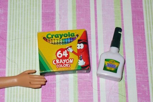 Barbie Doll Accessory ~CRAYOLA CRAYONS & GLUE ~ Kelly Size ~ Chelsea ...