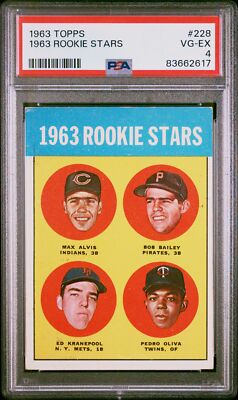 Tony Oliva Ed Kranepool 1963 Topps Rookie Stars Card #228 Graded PSA 4 ...