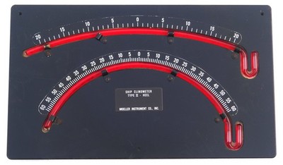 LARGE MOELLER INSTRUMENT CO. SHIPS SUBMARINE TWIN TUBE CLINOMETER LEVEL ...