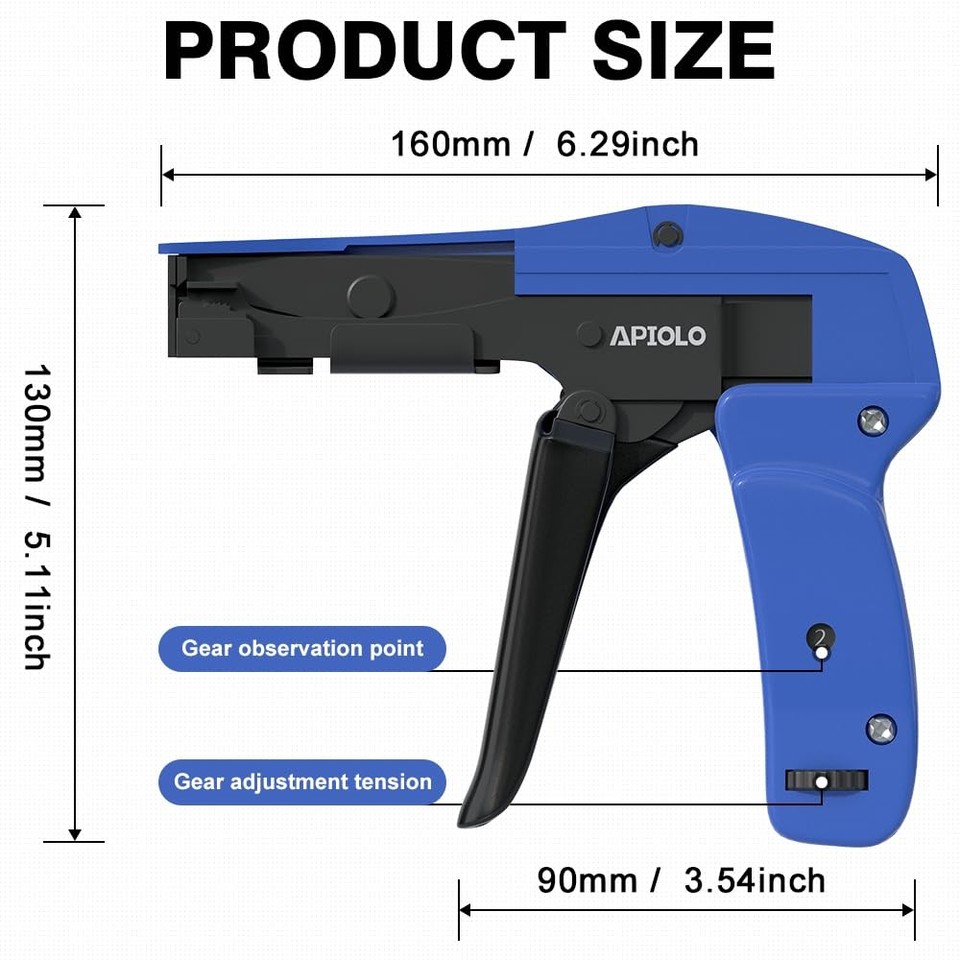 Cable Tie Gun, Ergonomic Hand Operated Fastening Zip Tie Gun ...