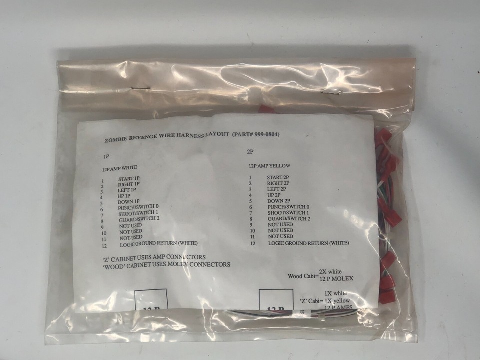 NOS Sega ZOMBIE REVENGE Control Panel Wire Harness | eBay