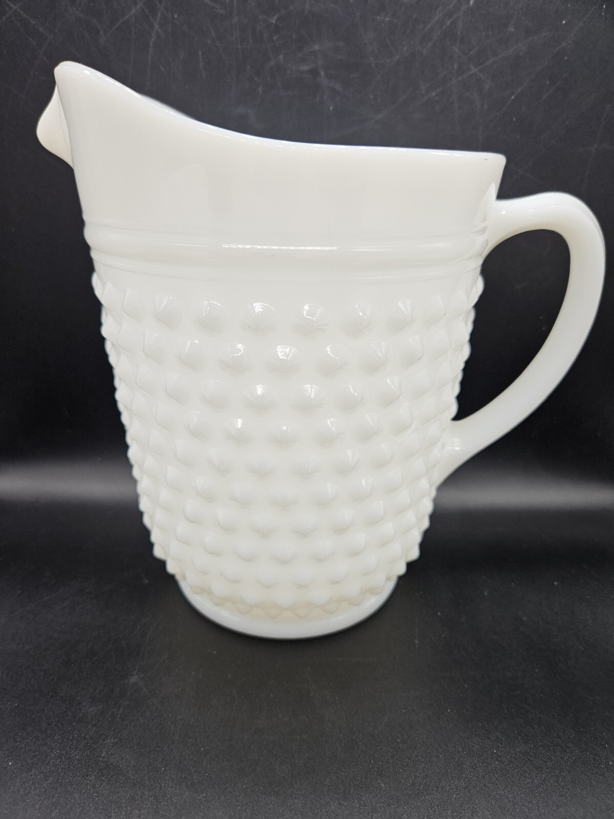 Anchor Hocking Hobnail White Milk Pitcher 8” Tall and 2 Matching Water ...