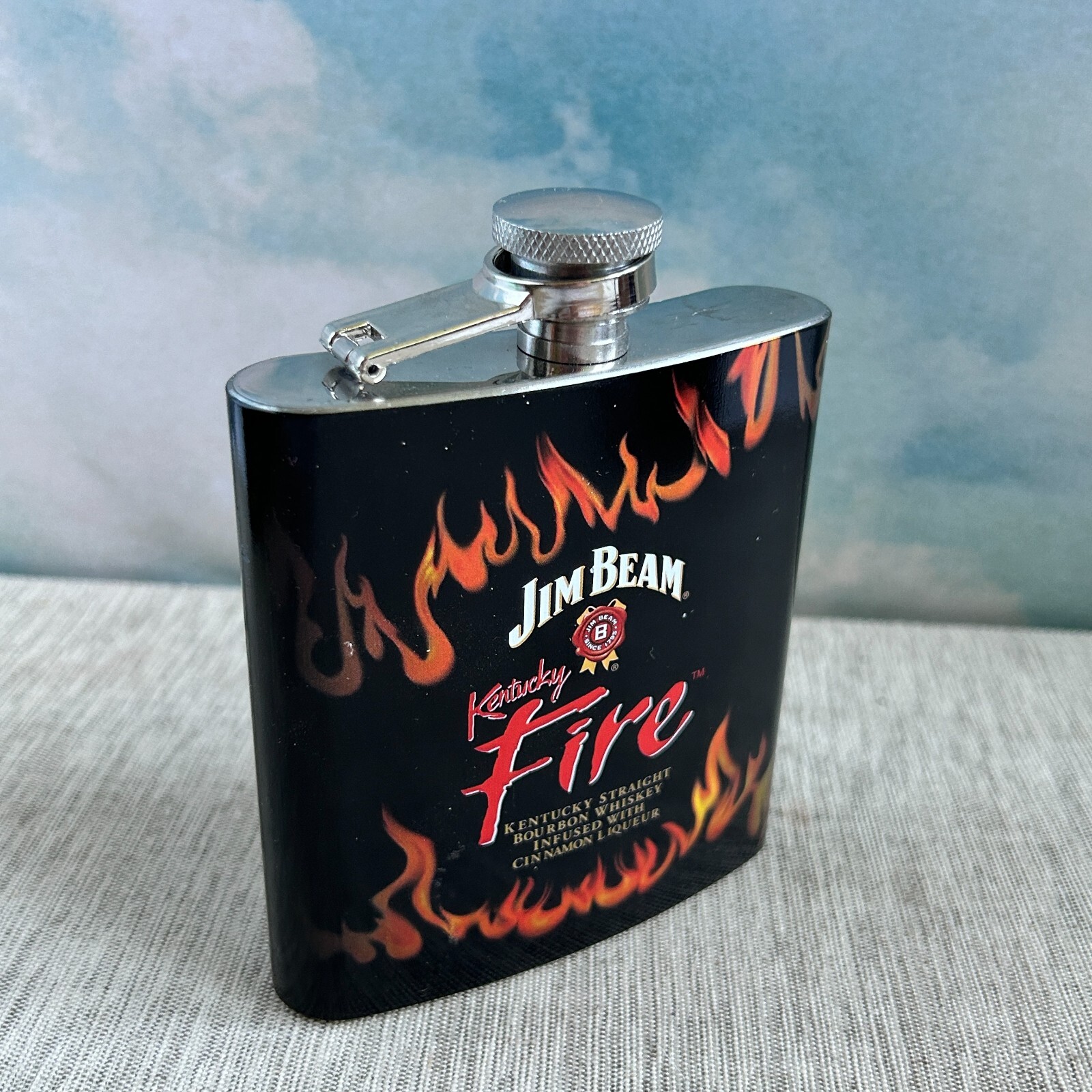 Vintage Jim Beam Kentucky Fire Bourbon Flask Drink Smart Flames ...