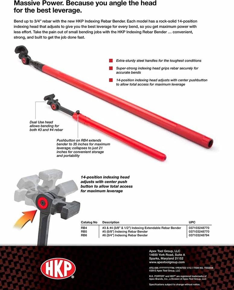 Solid Rebar Bender Hickey Bar for Bending #3 #4 3/8” 1/2” Extendable ...
