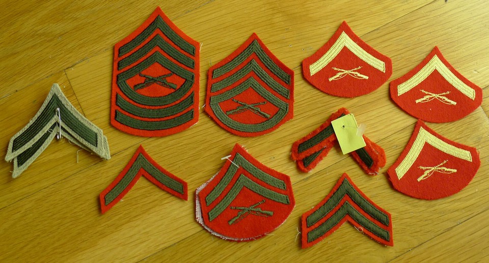 USMC Female Chevron Lot Master Sergeant Staff Sergeant Corporal PFC ...