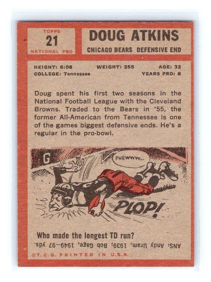 1962 Topps #21 Doug Atkins | eBay
