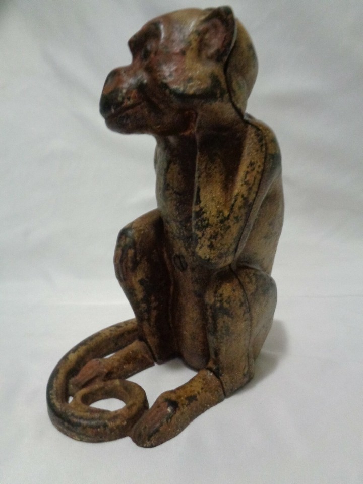 Original Heavy Cast Iron Rhesus Monkey Coin Bank Doorstop 5 lbs | eBay