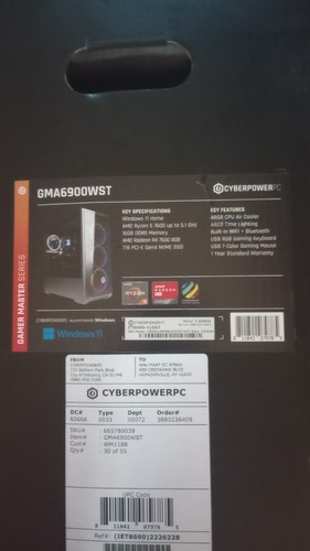 Cyberpower Gaming PC AMD Ryzen 5 7600 8GB, 16GB DDR5, 1TB PC1-E GEN4 ...