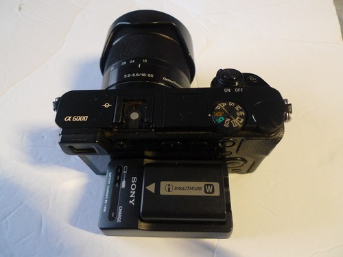Black Sony digital mirrorless camera 24.3MP A6000 kit w/18-55mm SEL1855 ...