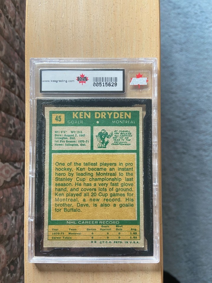 ken dryden rookie card ksa 8 | eBay