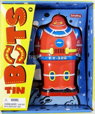 Wind-Up Action Red Tin Bots X-306 Robot - 22549 NRFB by Schylling 4.5 ...