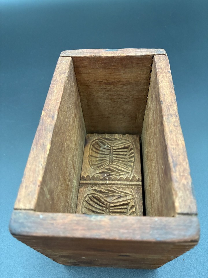 Antique Wooden Butter Mold Press Box with Wheat Sheaf Stamp Primitive ...