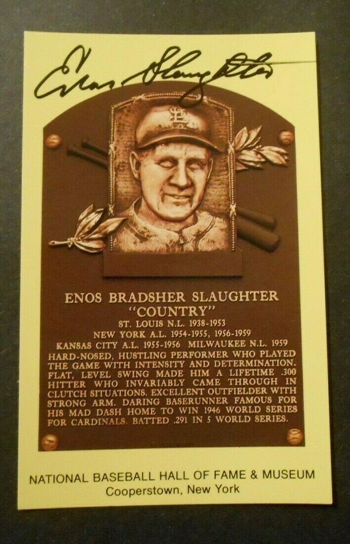 Enos Slaughter AUTO HOF Postcard St. Louis Cardinals Autograph Signed ...