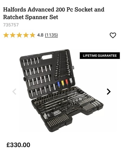 Halfords Advanced 200 Piece Chrome Socket set | Brand New Lifetime ...