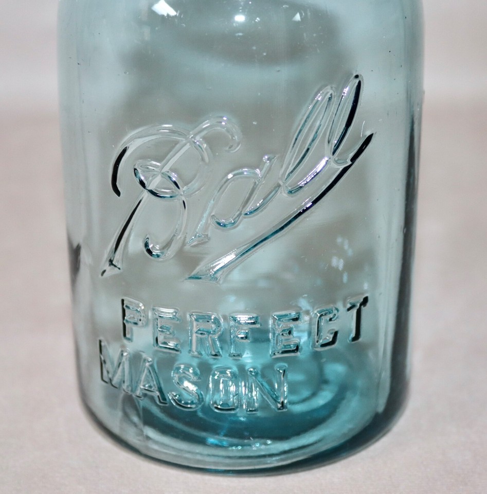 Ball 2L Quart Perfect Mason Jar Aqua Zinc Lid 1913 - 1923 Antique ...