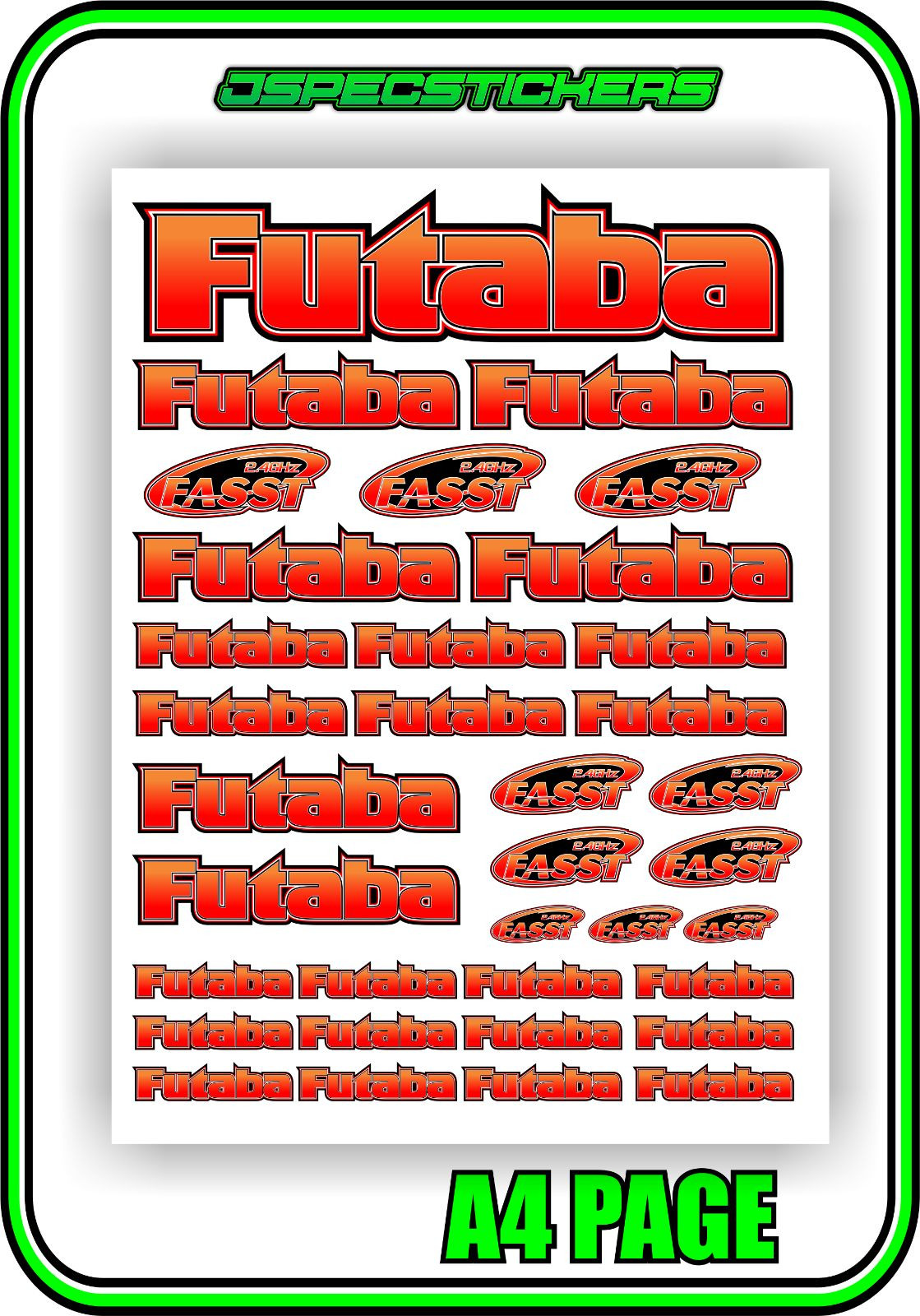 RC FUTABA RADIO STICKER DECAL SHEET REMOTE CONTROL PLANE CAR BOAT RED ...