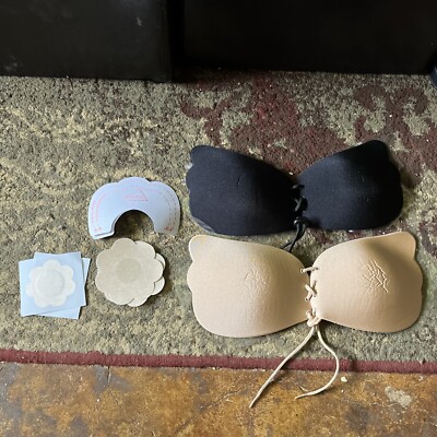 Or-na Women's Backless Strapless Push Up Sticky Bra, 2 Pack, Cup Size B ...