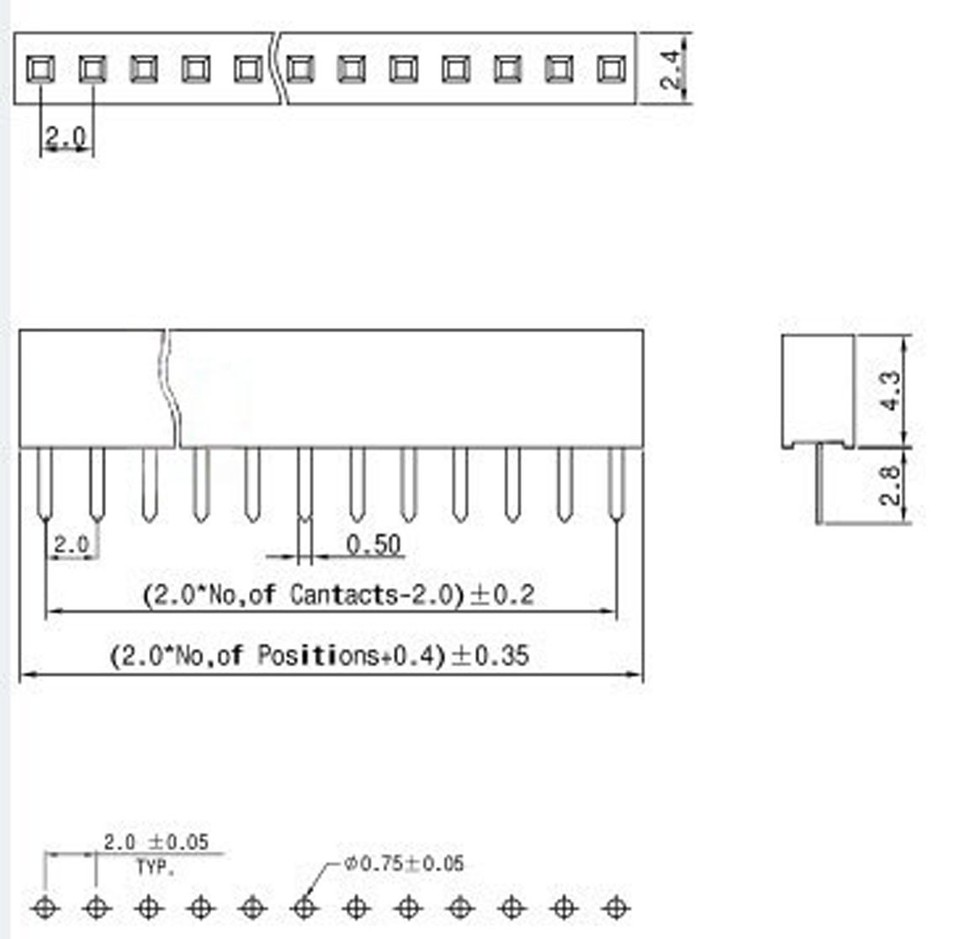 20Pcs 2mm 2.0mm Pitch 1x6 Pin 6 Pin Single Row Straight Female Header ...