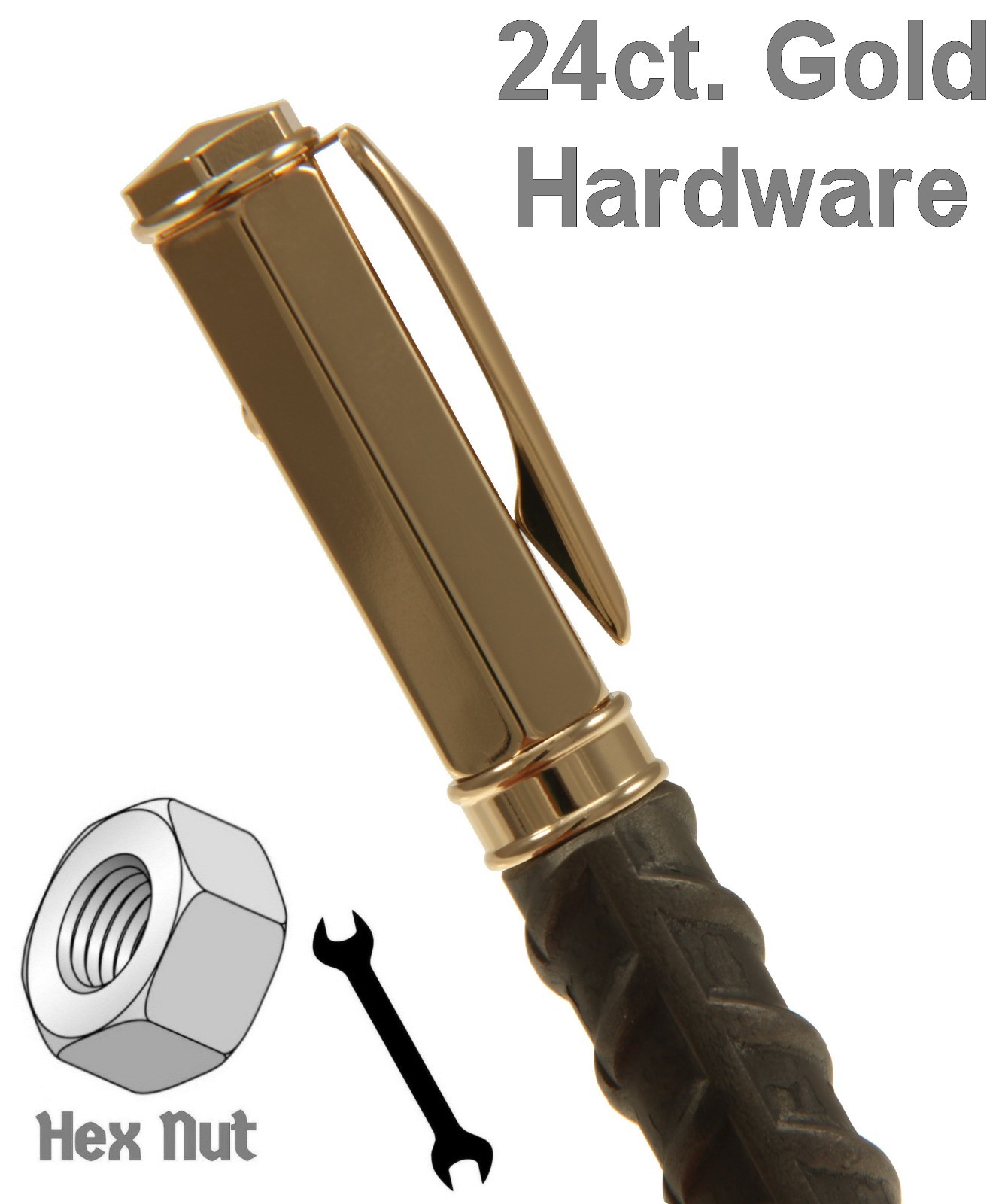 Vertex Bolt Action Ballpoint Pen with Rebar Body & 24ct. Gold Hardware ...