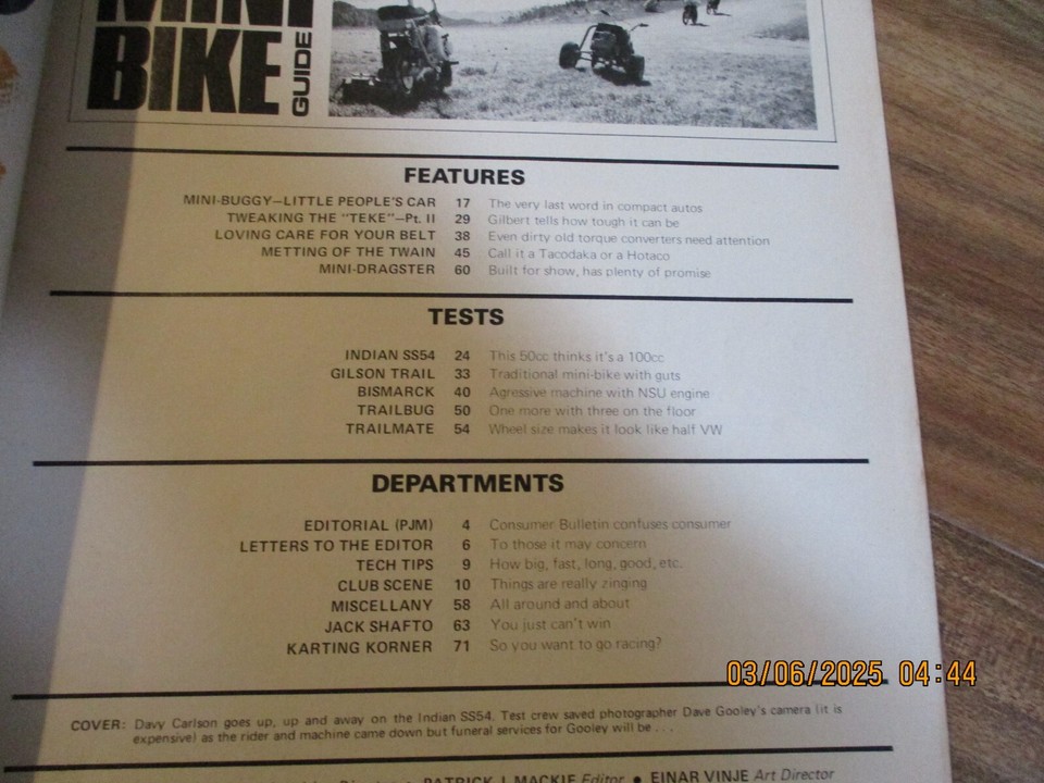 1971 Mini Bike Guide June issue w 76 pages - smoke free home ...