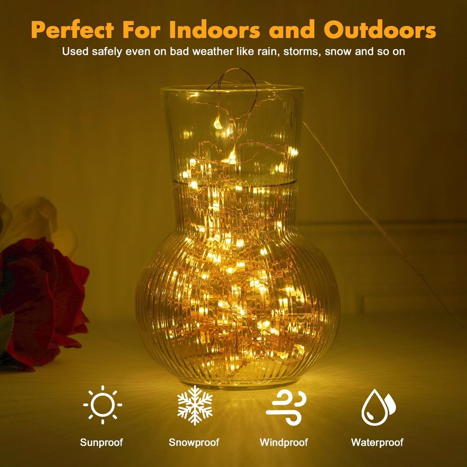 Fairy Lights Plug in, 99ft 300 LED Fairy Lights Warm White Copper Wire ...