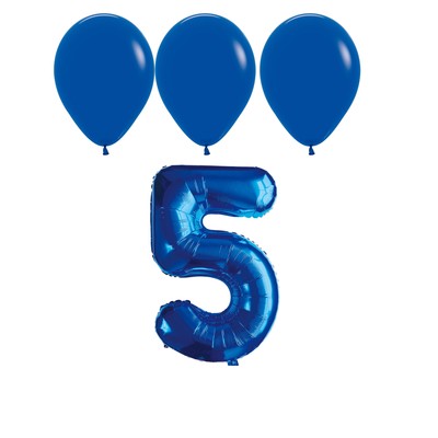 Number 5 Blue Balloon 32 Inch Mylar Birthday Milestone 3 Blue Latex ...