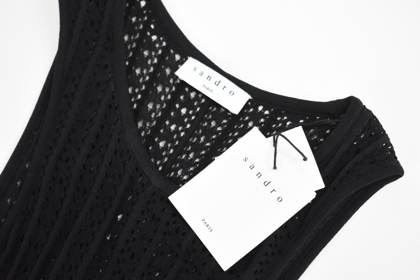 SANDRO Aleane Dress Women's (EU) 34 Knitted Transparent Black Midi for ...