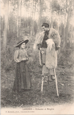 Landes France Stilt Walker Shepard on Stilts Tchangues and Shepherdess ...