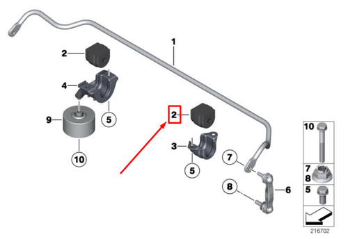 NEW BMW 5 F10 REAR STABILIZER RUBBER MOUNTING 6775448 33556775448 ...