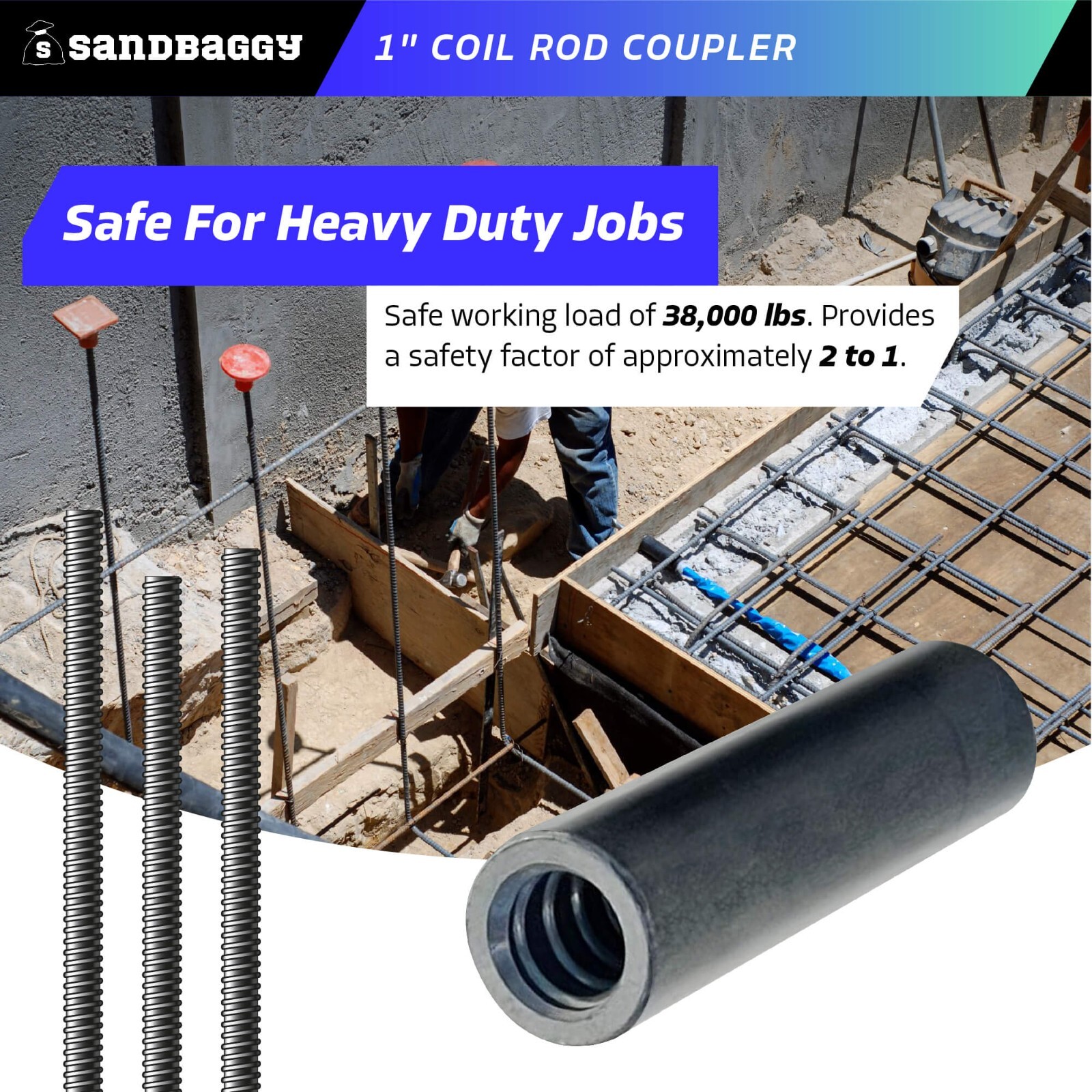 Sandbaggy 1" Coil Rod Coupler - Round Threaded Coupling Nuts | eBay
