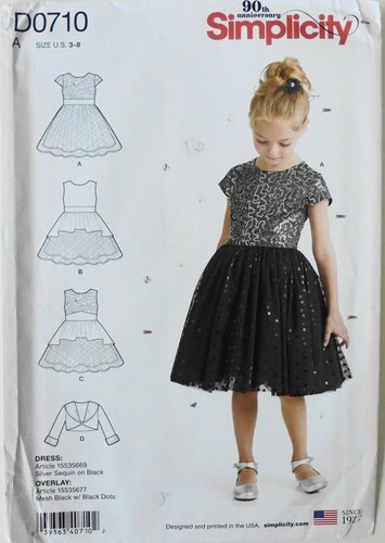 Simplicity Sewing Pattern 0710 Childs Dress Lined Jacket Size 3-8 Party ...