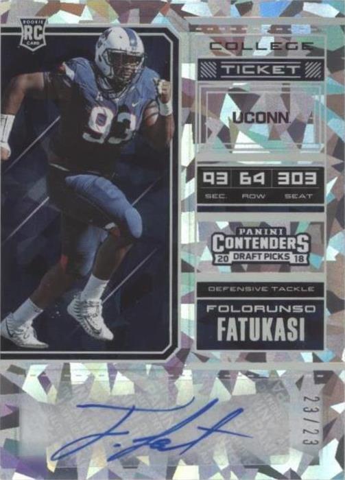 2018 Panini Contenders Draft Picks - College Ticket Folorunso Fatukasi ...