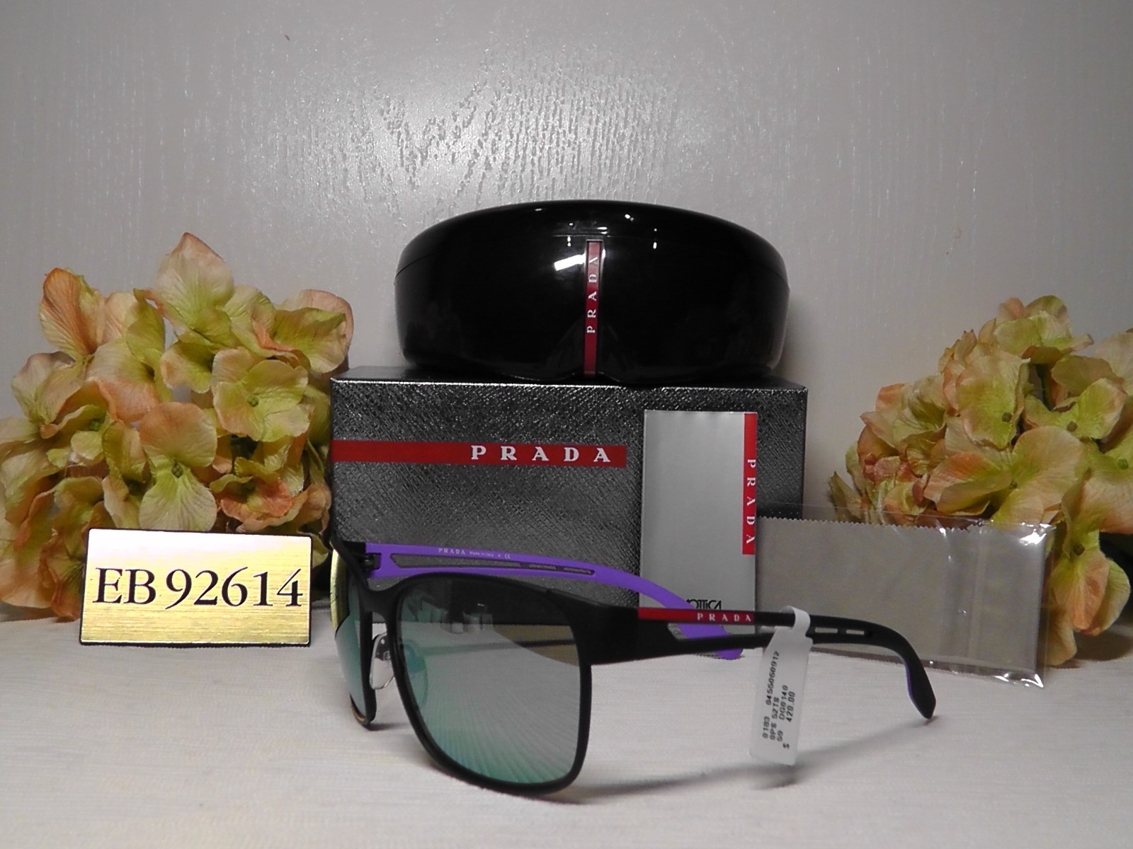 PRADA SPS 52T DG0 Square Black Frame Grey Mirrored Lens Sunglasses 59 ...