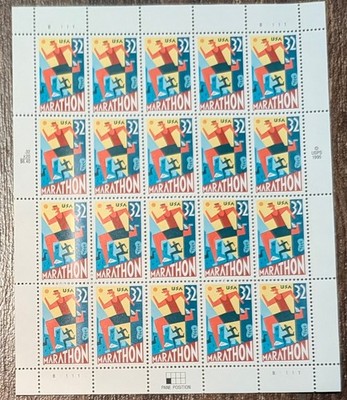 USPS Stamp Sheet - 1995 Marathon Runner Sheet of 20 - 32¢ | eBay