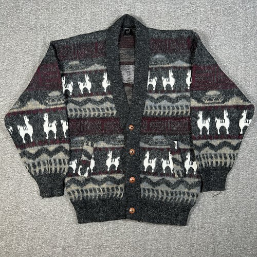 Tejidos Ruminahui 100% Wool Llama Design Cardigan Sweater Men’s L | eBay
