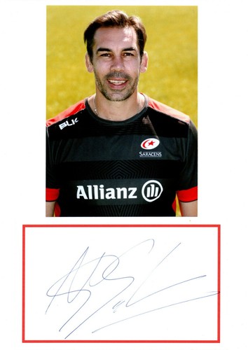 Alex Sanderson Hand Signed Card Photo & COA Saracens & England Rugby | eBay