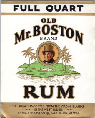 Old Mr boston rum label 4.5" x 5.5" white label qt | eBay