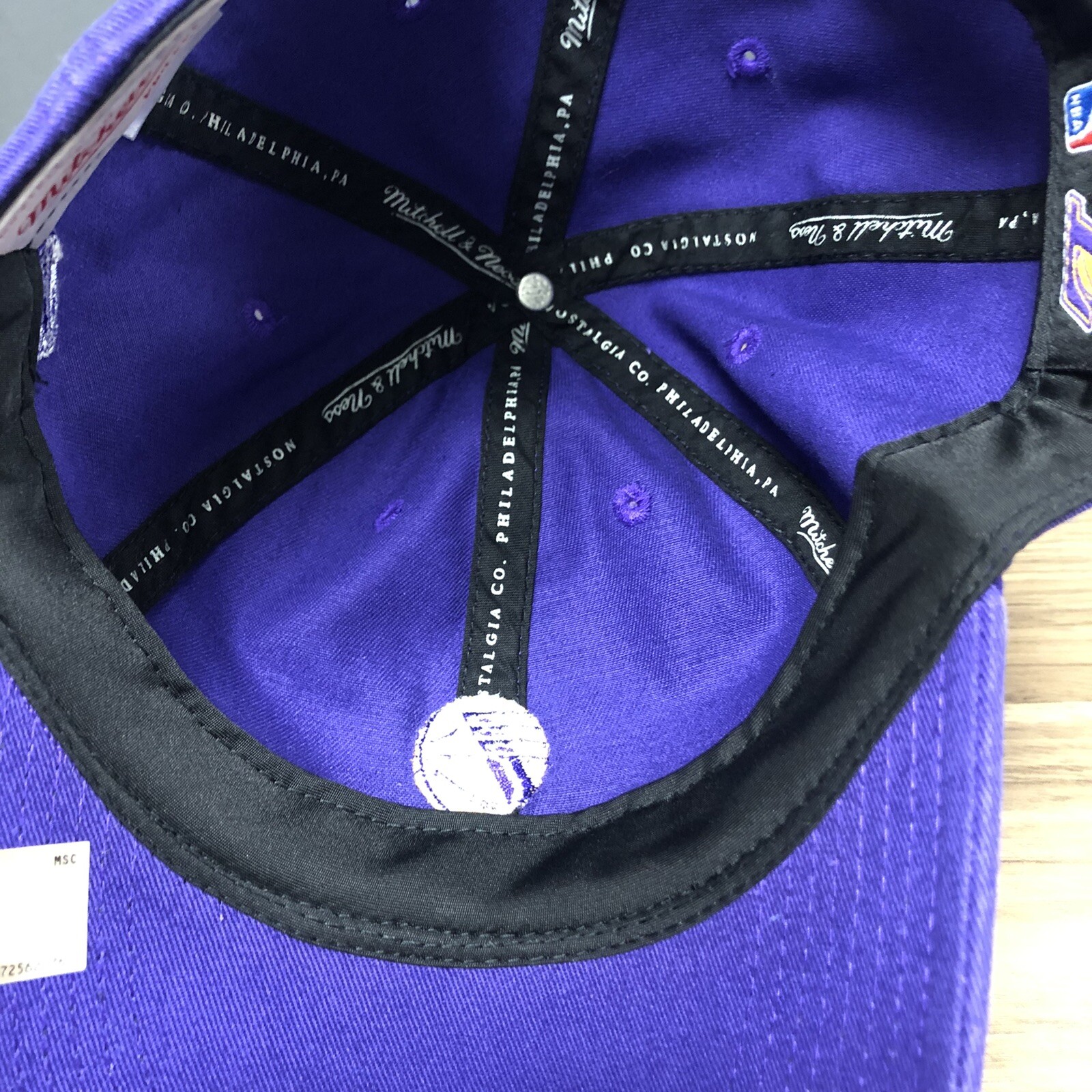 Los Angeles Lakers Basketball Logo Purple Mitchell Ness Strap Back Hat ...