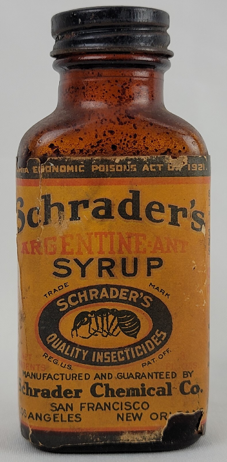 Antique Vintage Poison Bottle Schrader's Ant Syrup w/ Paper Label | eBay