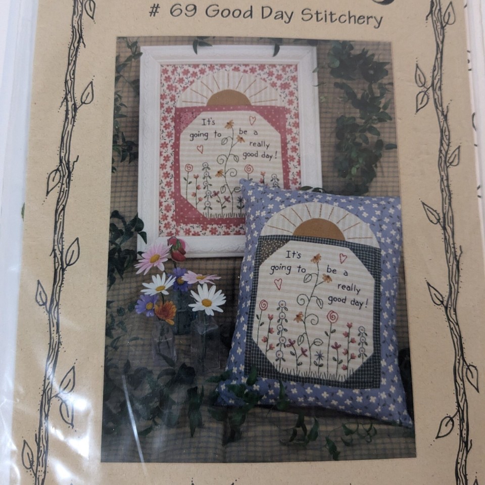 Garden Pillow Pattern Embroidery Kit Floral Rustic, Bareroots Good Day ...