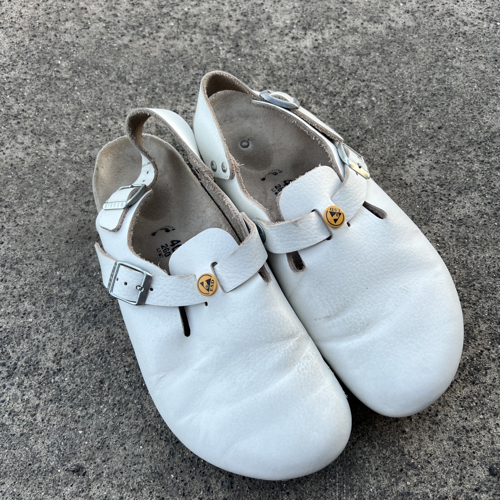 Birkenstock Boston White Leather Clogs Slip On 40 L9 … - Gem