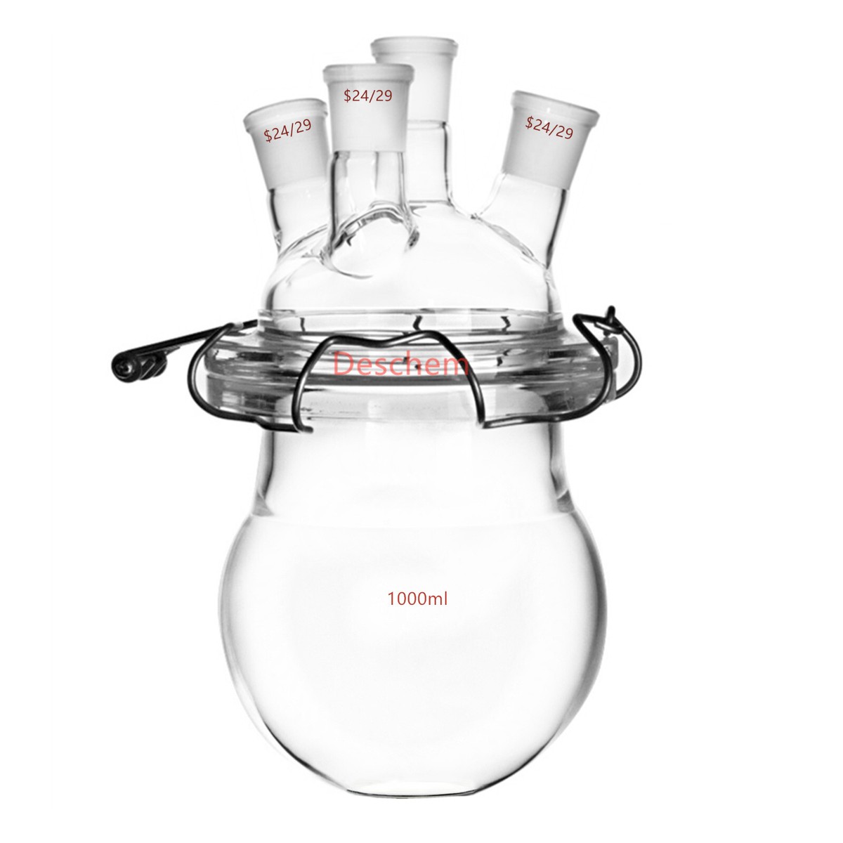 Borosilicate Glass Reactor - 4-Neck Lab Flask With Steel Clamp (250ml ...
