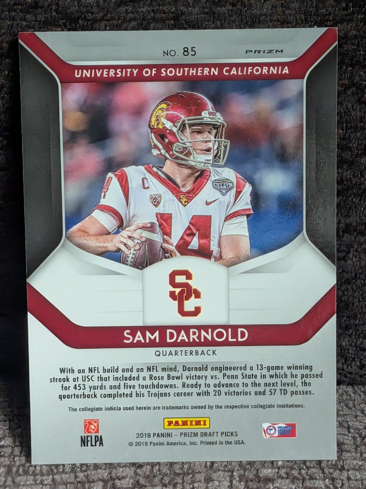 SAM DARNOLD - 2019 Panini Prizm DP Pink Pulsar Prizm USC TROJANS #85 NM ...