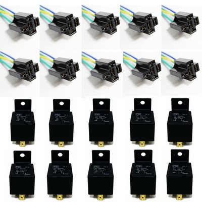 5x Automotive Relay Harness Socket Set 12V 30/40 Amp 5-Pin SPDT | eBay