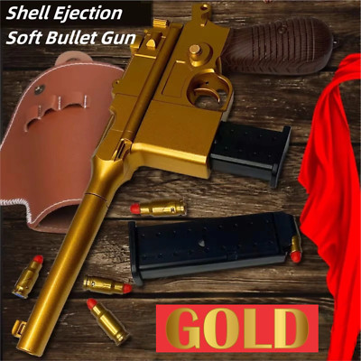 Mauser C96 Gold Toy Gun – Soft Foam Bullets, Shell Ejection, Realistic ...