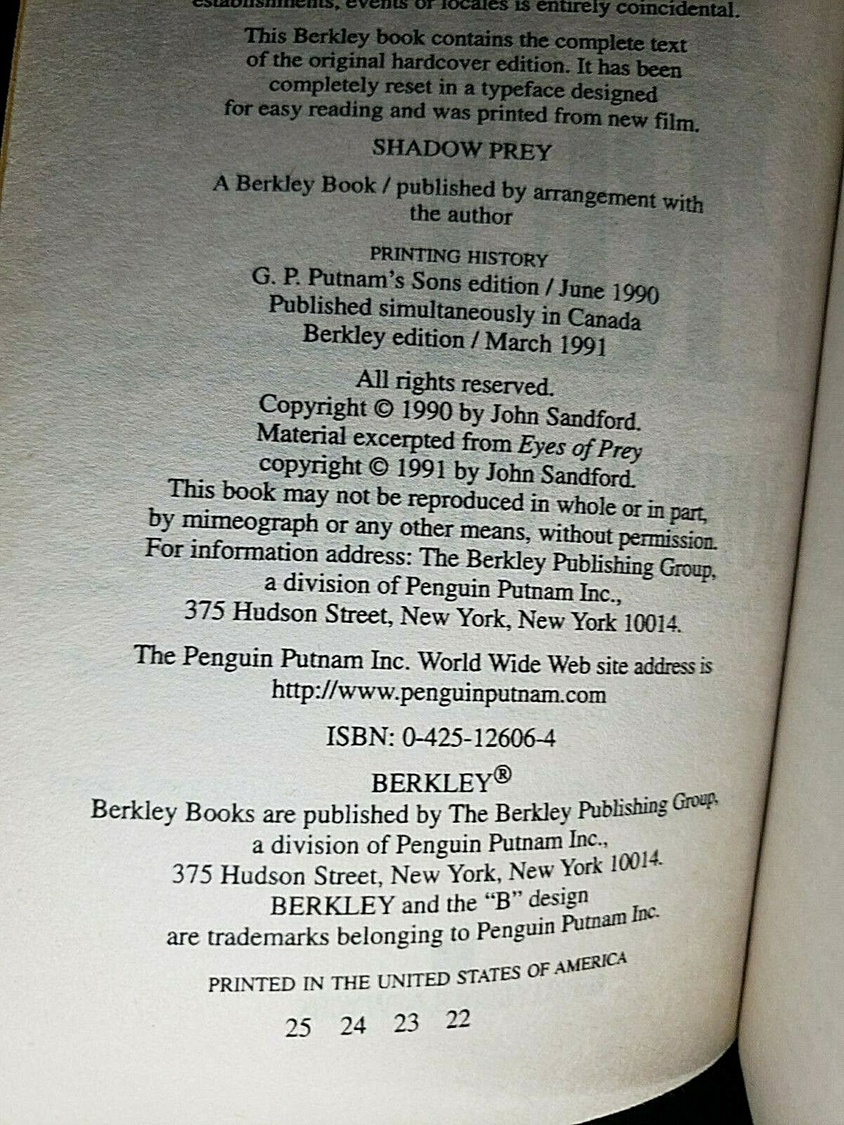 Shadow Prey by John Sandford (1991, Mass Market) for sale online | eBay