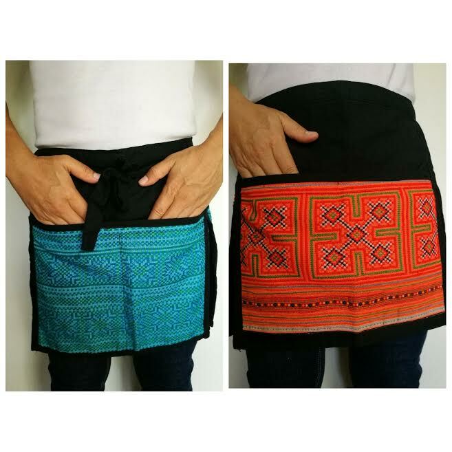 Apron Thai Hmong Embroidery Handmade Bar Hill Clean Kitchen Half Body ...