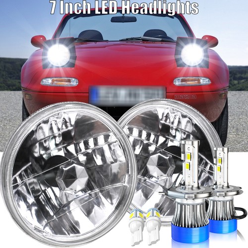 2x For Mazda Miata MX-5 MX5 1990-1997 DOT 7" inch Round LED Headlights ...